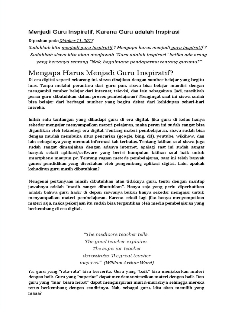 Pdf Menjadi Guru Inspiratif Pdf