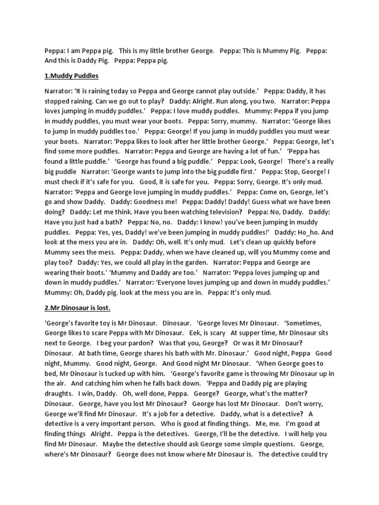 Peppa Pig Episode 1 | PDF | Tooth Fairy