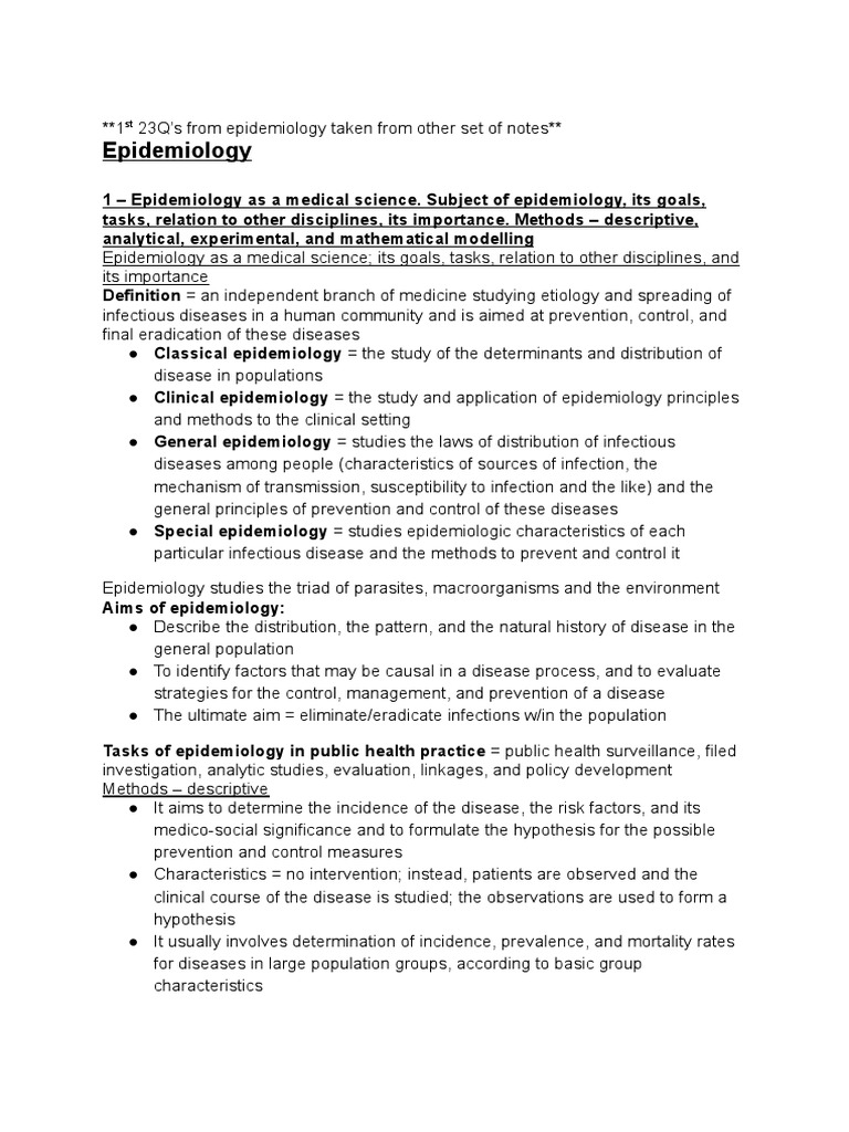 Overview of Epidemiology Principles | PDF | Infection | Immune System