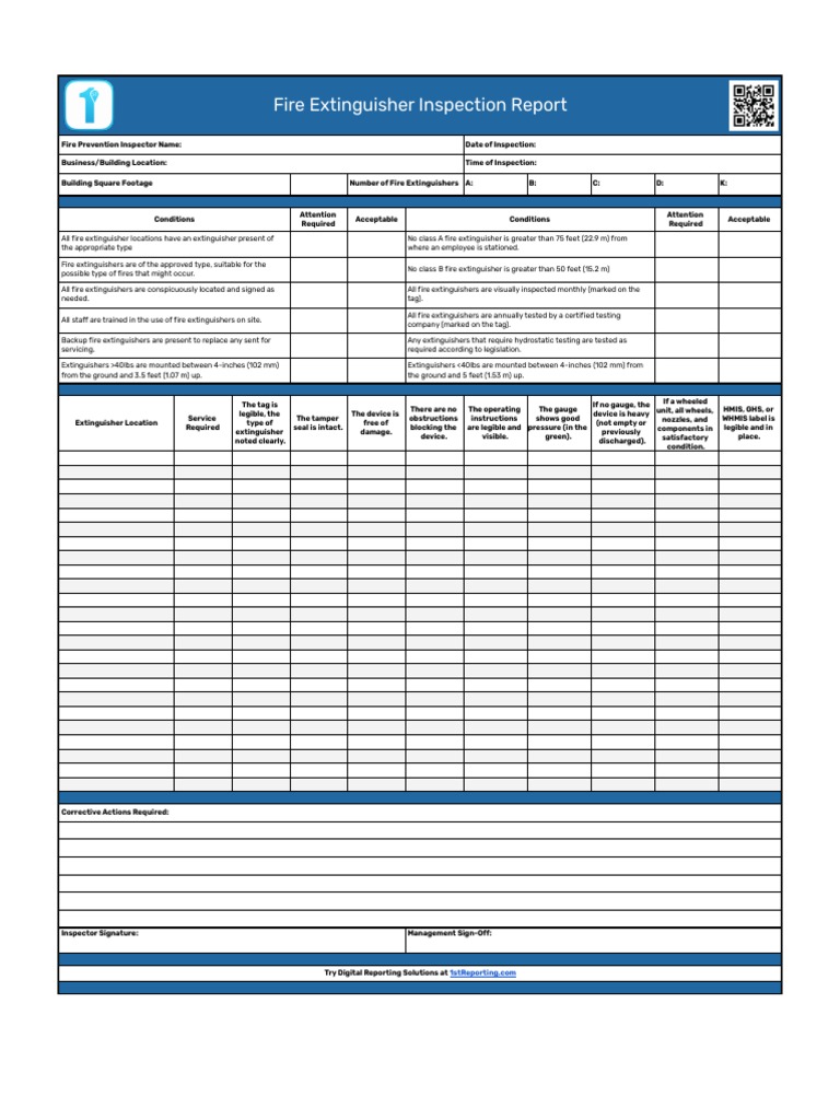 Fire Extinguisher Inspection Report | PDF | Equipment | Manufactured Goods