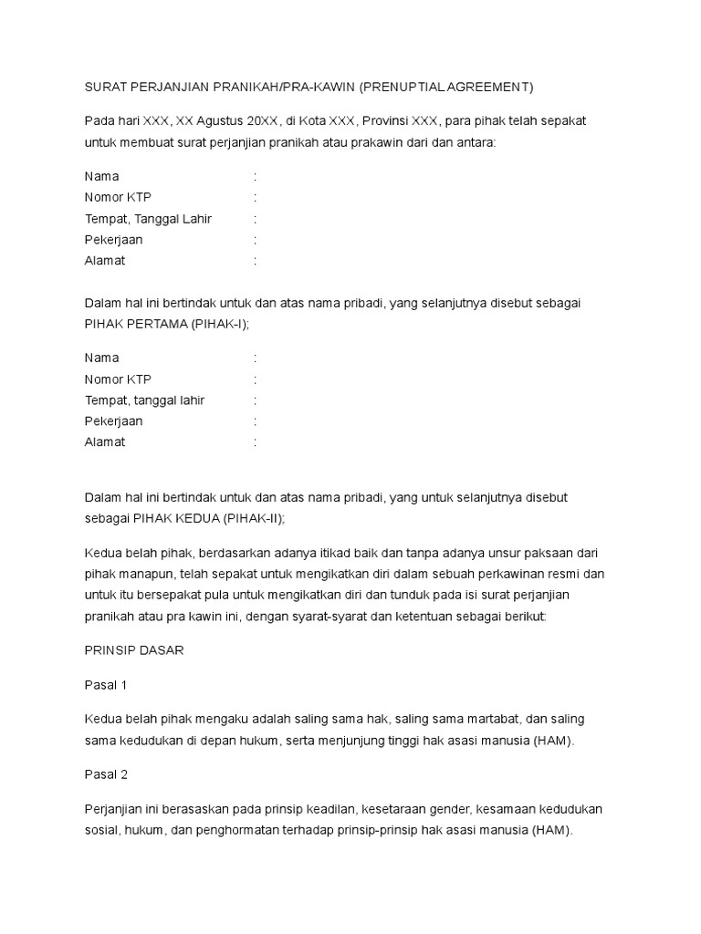 Perjanjian Pranikah | PDF