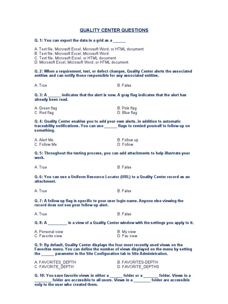Quality Center Questions Collection | PDF | Microsoft Excel | Risk
