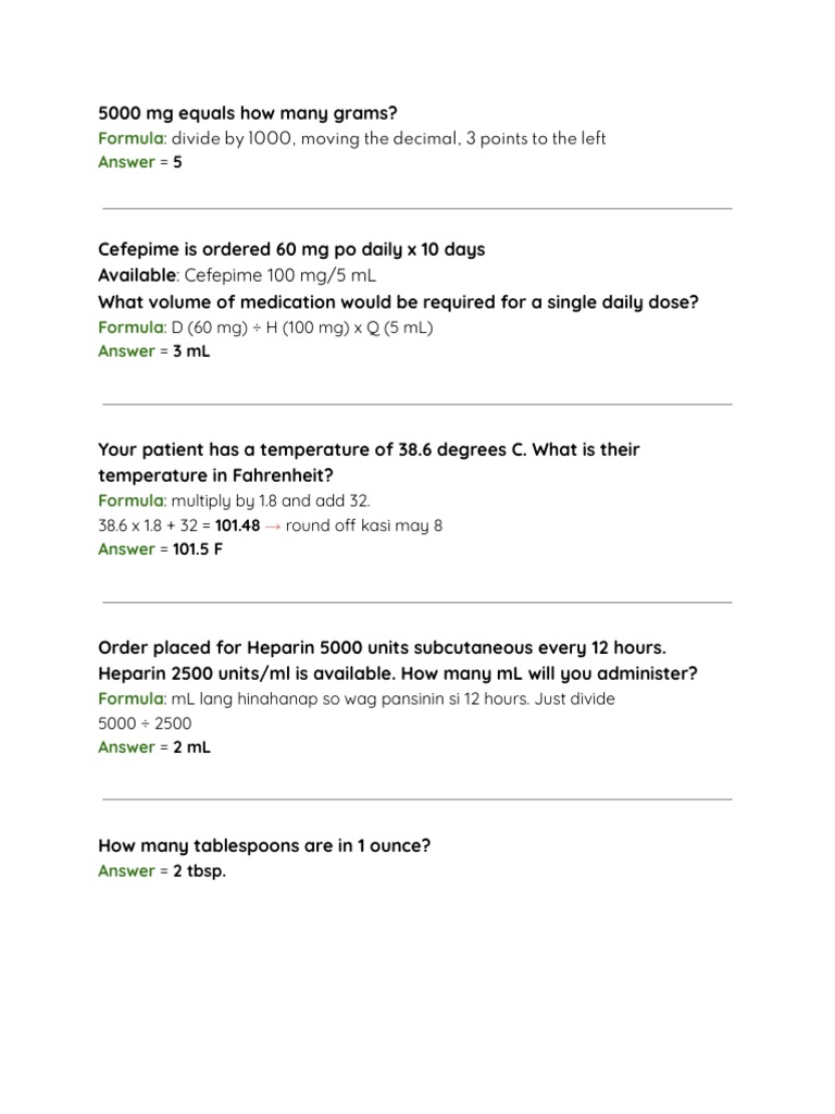 Dosage Calculations Exercises | Download Free PDF | Drugs | Clinical ...