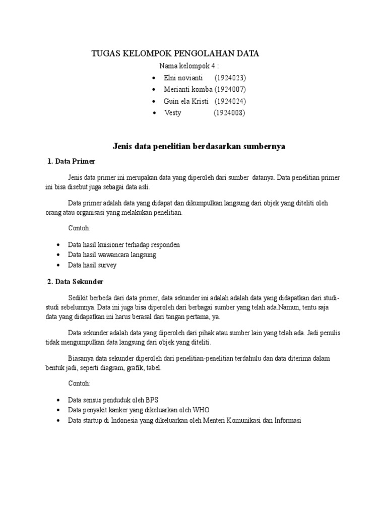 Jenis Data Penelitian: Primer & Sekunder | PDF