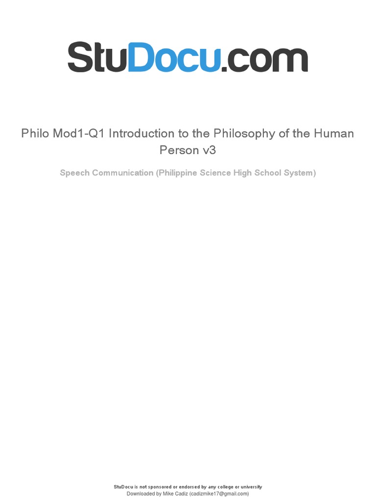 Philo Mod1 q1 Introduction To The Philosophy of The Human Person v3 | PDF | Thought | Reason
