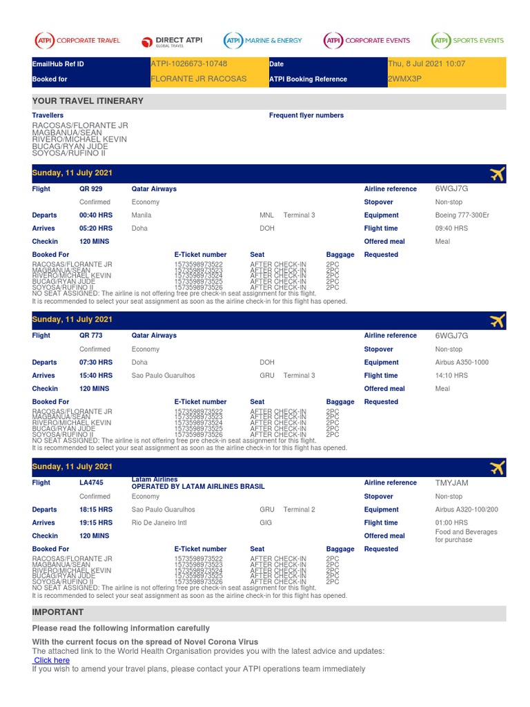 ATPI - Itinerary - 2WMX3P - Lead - FLORANTE JR RACOSAS - 11-JUL-21 ...