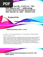 Powerpoint Presentation of Safe Spaces Act RA 11313 | PDF | Sexual Harassment | Sexism