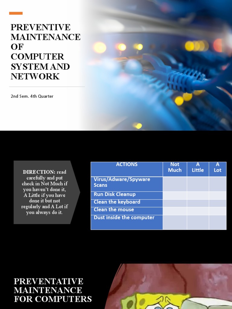 PREVENTIVE MAINTENANCE OF COMPUTER SYSTEM AND NETWORK - Week 8 | PDF ...