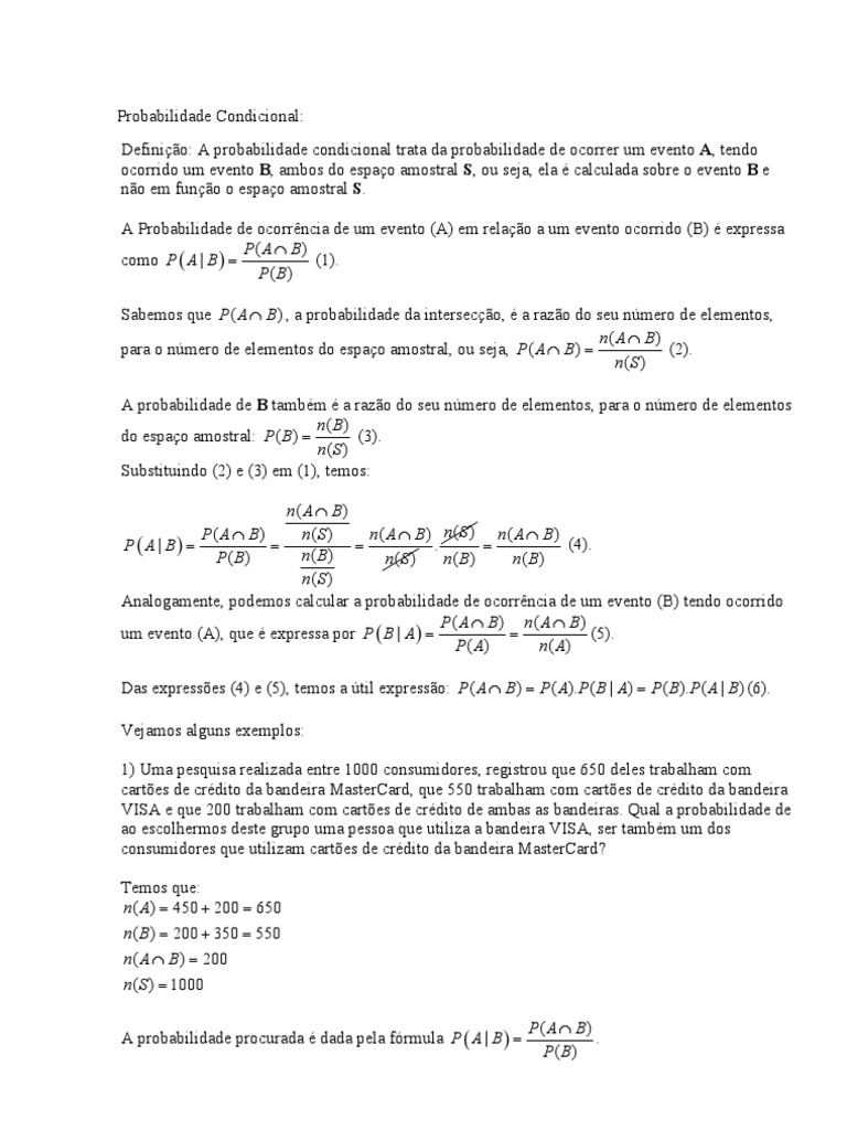 Probabilidade Condicional Versão 1 | PDF | Visa Inc. | Probabilidade