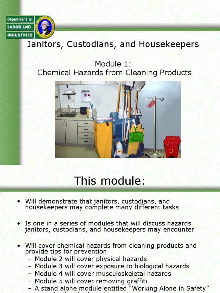 Janitors Module 1 | PDF | Disinfectant | Vacuum Cleaner