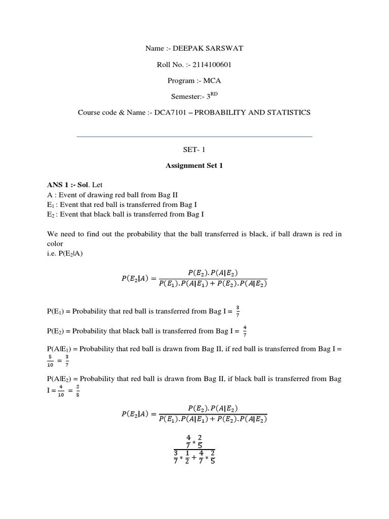 Dca7101 - Probability and Statistics | PDF | Statistical Inference | Data Analysis