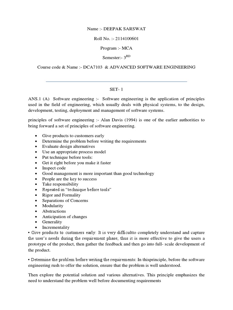 Principles of Advanced Software Engineering | PDF | Software Testing ...