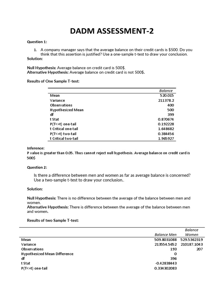 DADM Assessment 2 | PDF | Errors And Residuals | Regression Analysis