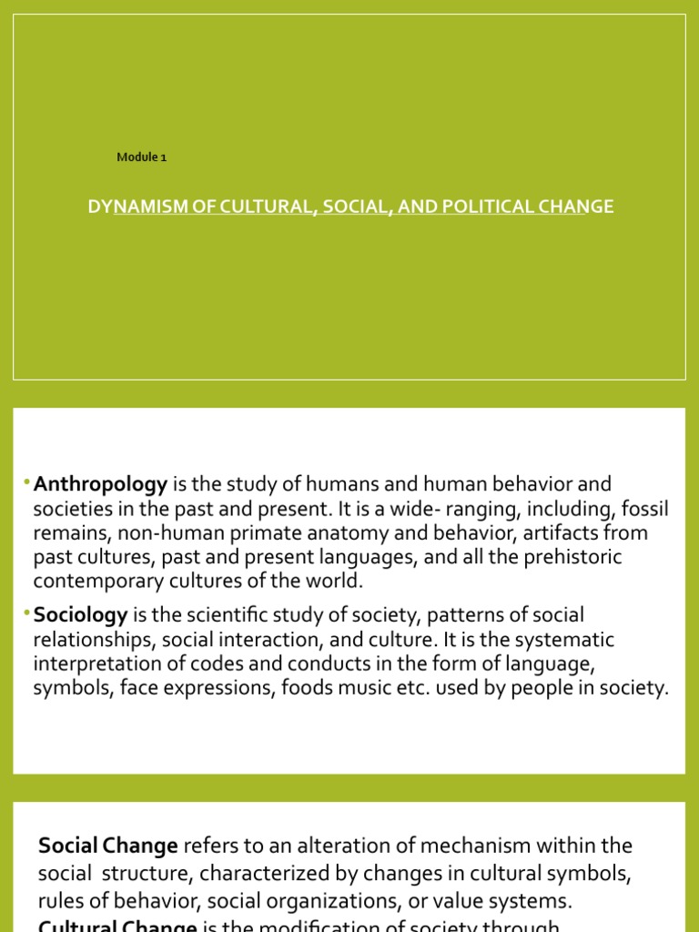 Dynamics of Cultural and Social Change | PDF | Sociology | Anthropology