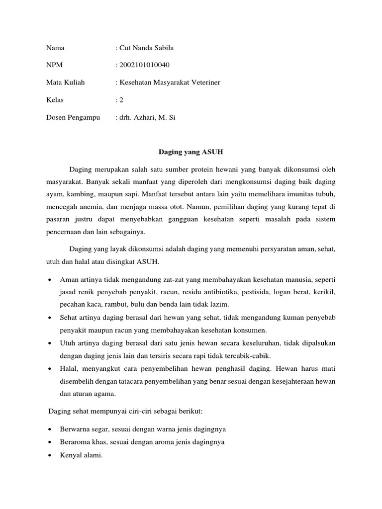 Memilih Daging ASUH yang Sehat | PDF | Kesehatan Holistik