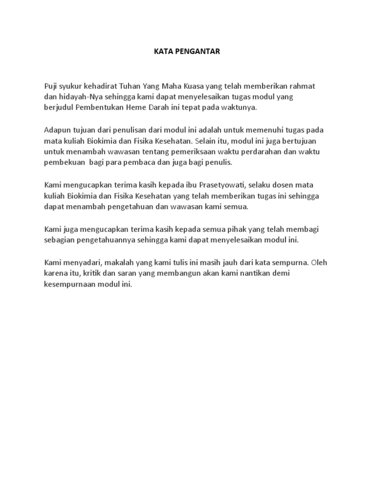 Kata Pengantar Modul Biokimia | PDF