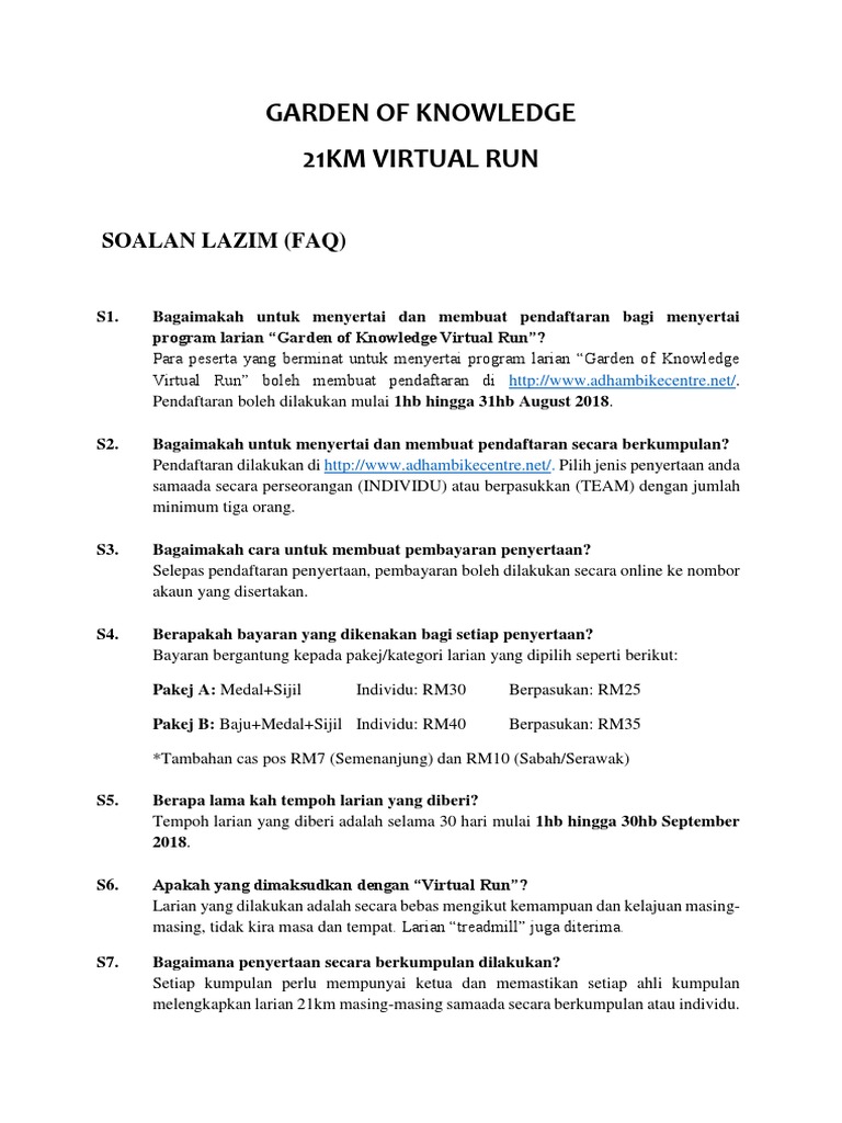 FAQ Virtual Run | PDF