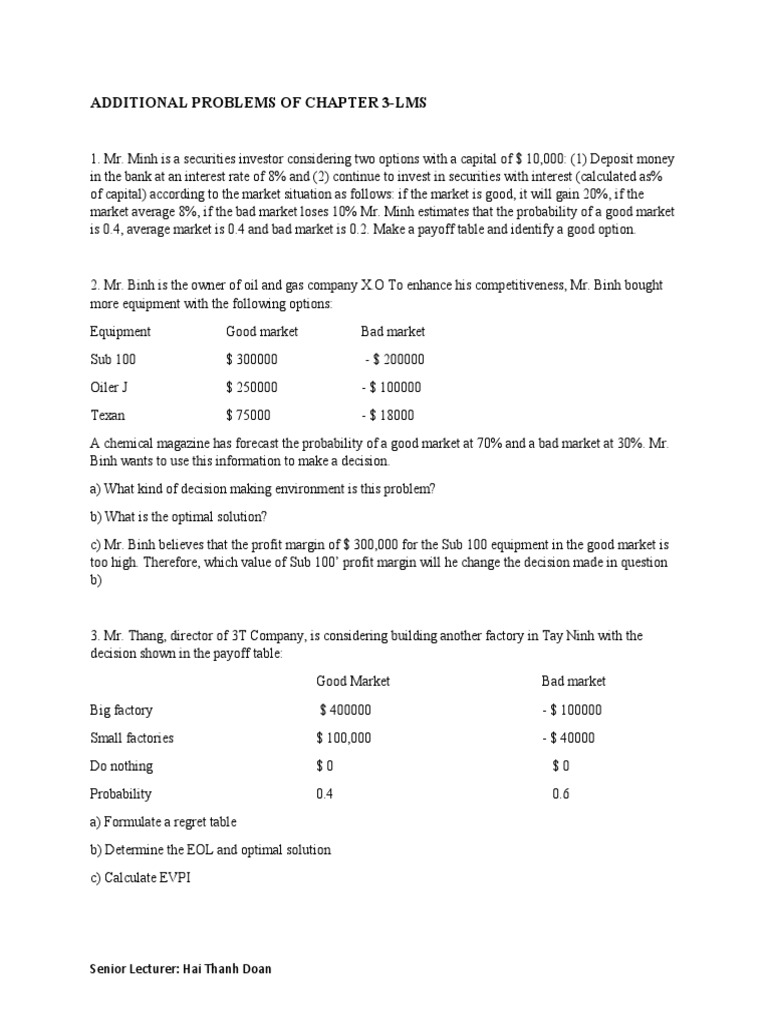 Additional Problems of Chapter 3 | PDF | Insurance | Business