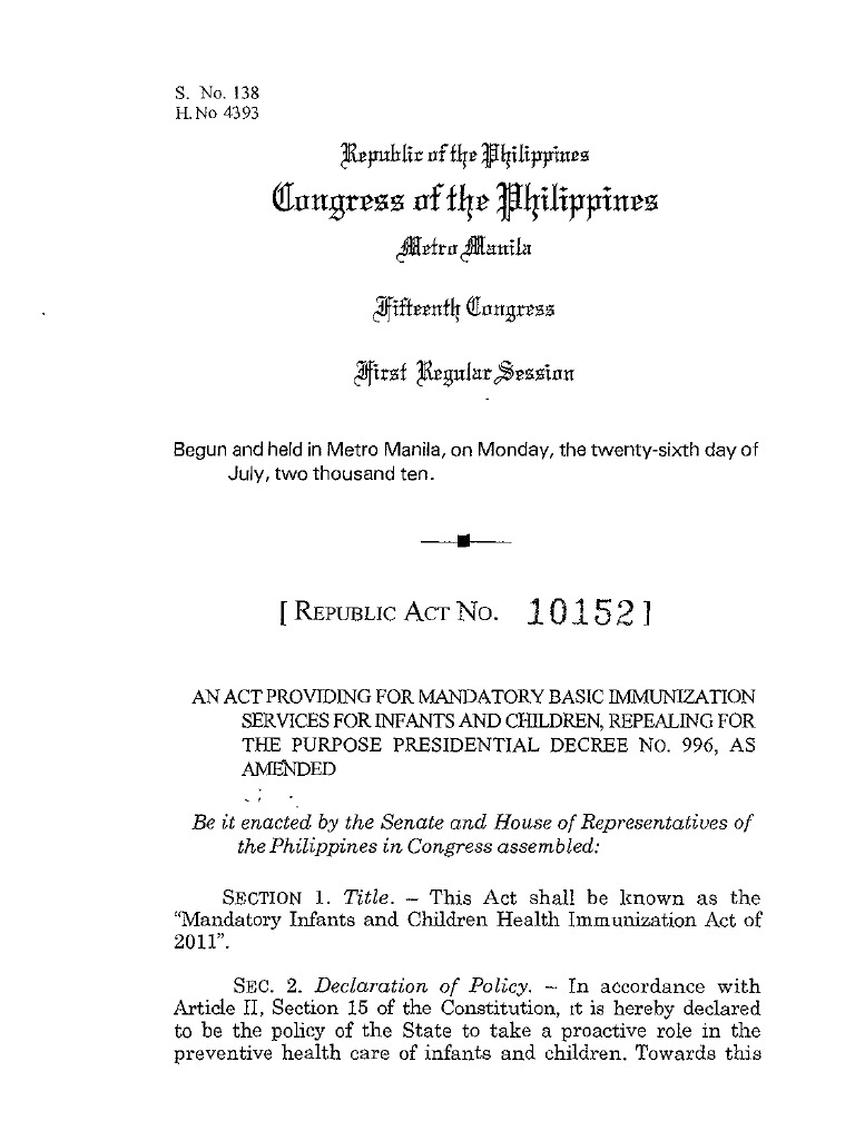 Republic Act 10152 | PDF | Health Professional | Midwife