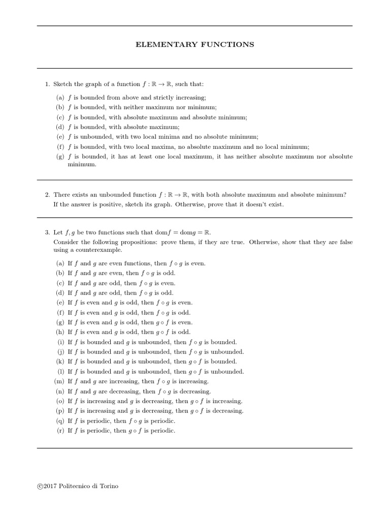 Elementary Functions | PDF | Maxima And Minima | Mathematical Relations