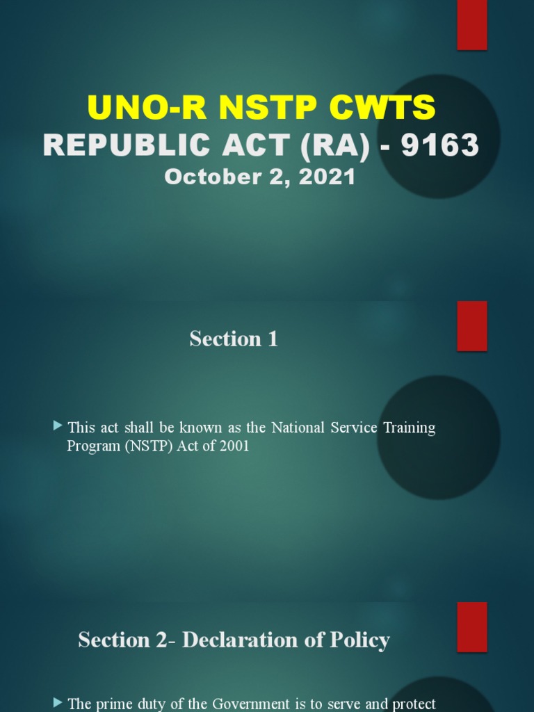 Ra 9163 | PDF | Reserve Officers' Training Corps | Vocational Education