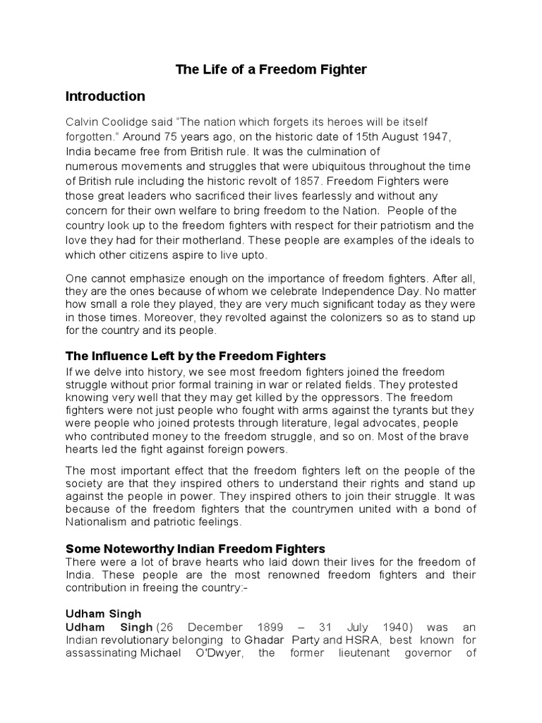 Life of A Freedom Fighter | PDF