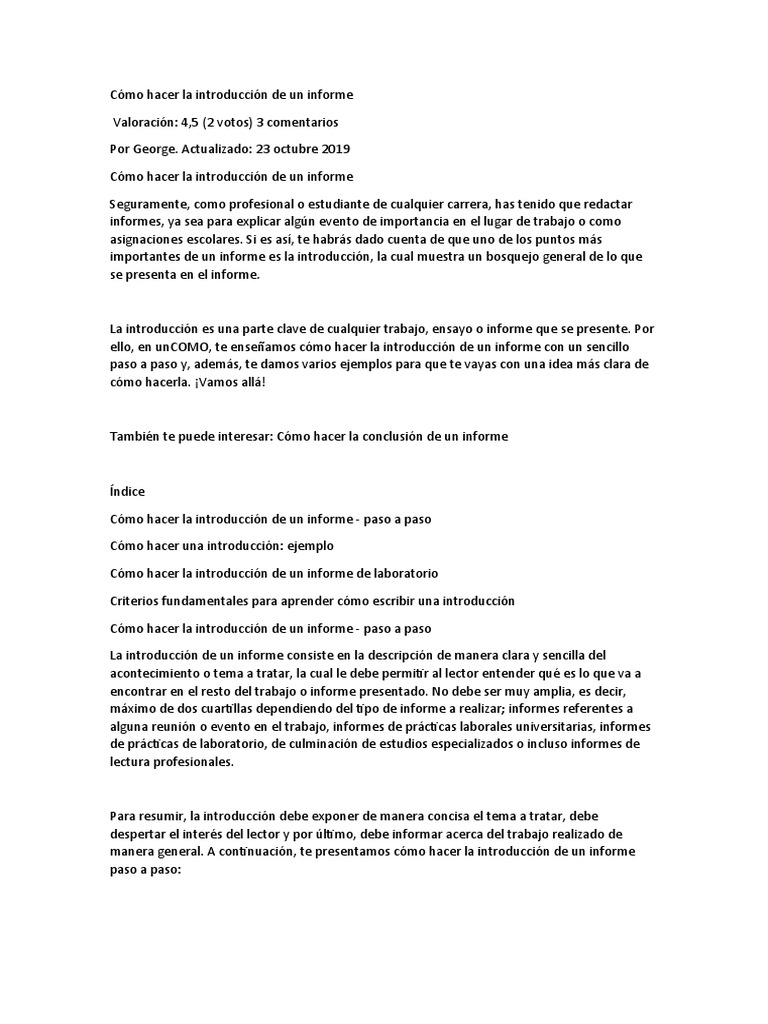 Cómo Hacer La Introducción de Un Informe | PDF | Laboratorios | Business