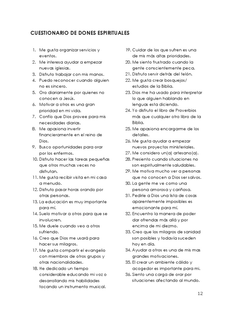 03-Test-Descubre Tus Dones Espirituales-PasoTRES | PDF | Oración | Biblia