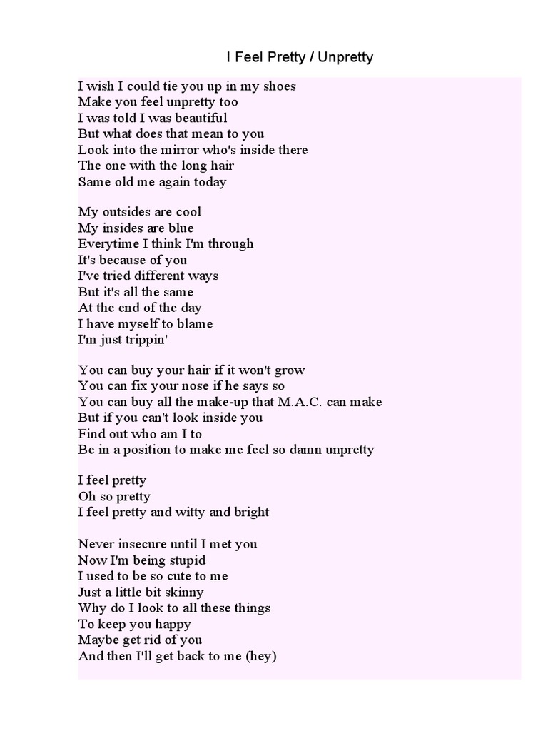 I Feel Pretty / Unpretty | PDF