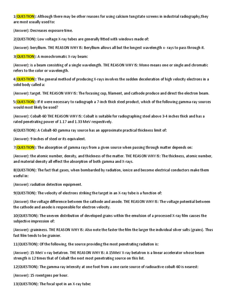 RT Flash Cards | PDF | Radiography | X Ray