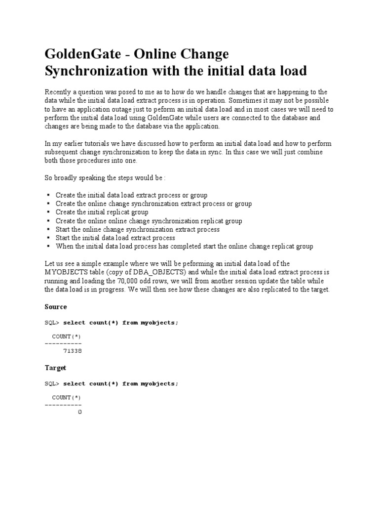 Golden Gate - Online Change Synchronization With The Initial Data Load | Download Free PDF ...