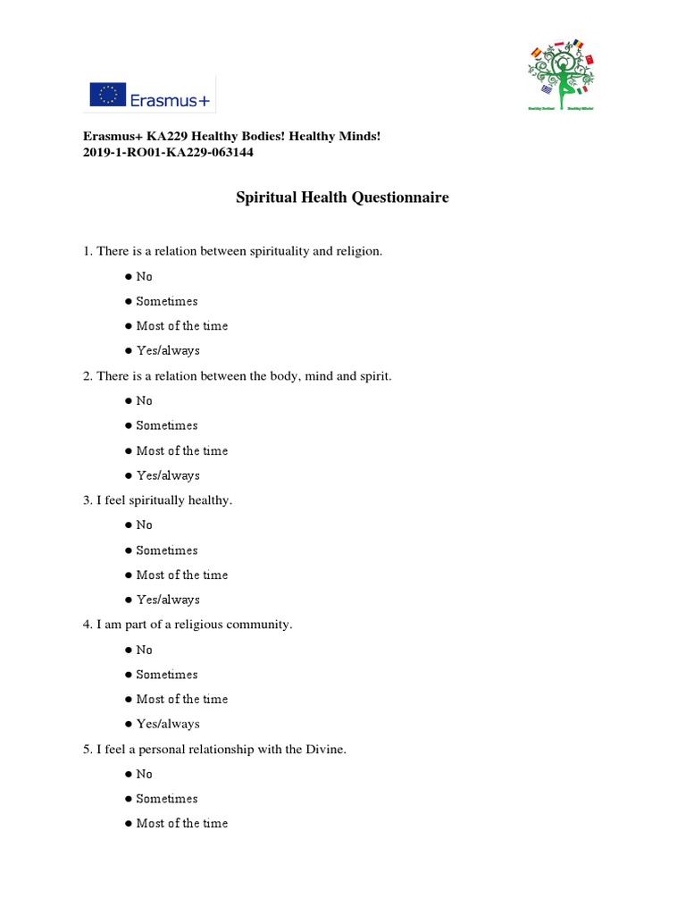 Spiritual Health Questionnaire | PDF | Spirituality | Prayer