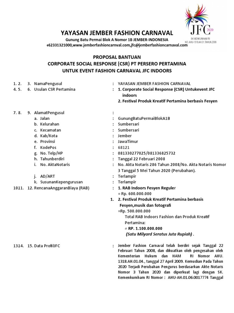 Ringkasan Proposal Pertamina CSR - Event 2021 | PDF