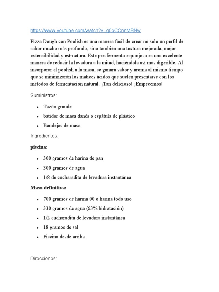 Pizza Poolish | PDF | Panes | Levadura