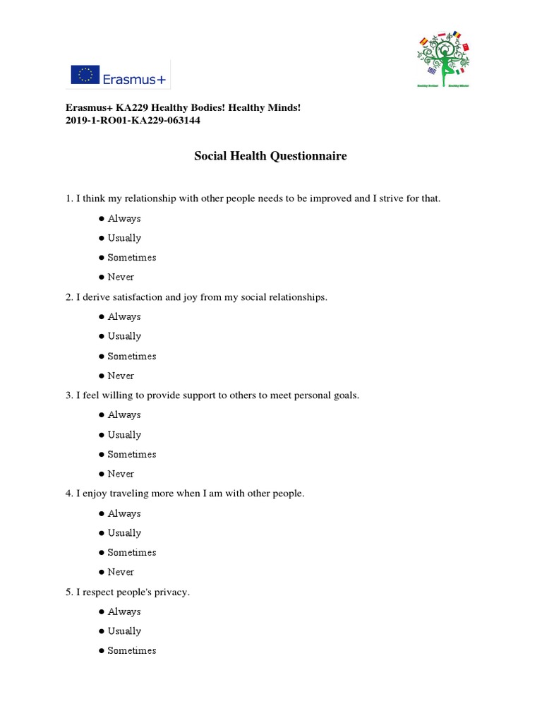 Social Health Questionnaire | PDF