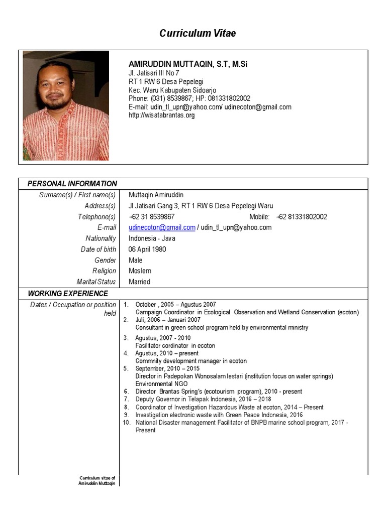 Curriculum Vitae Juli 2019 | PDF | Indonesia | Academic Degree