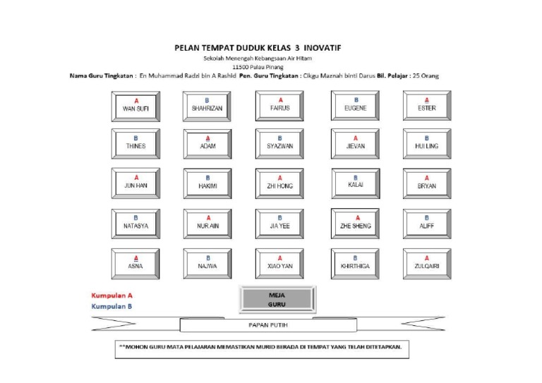 pelan tempat duduk | PDF