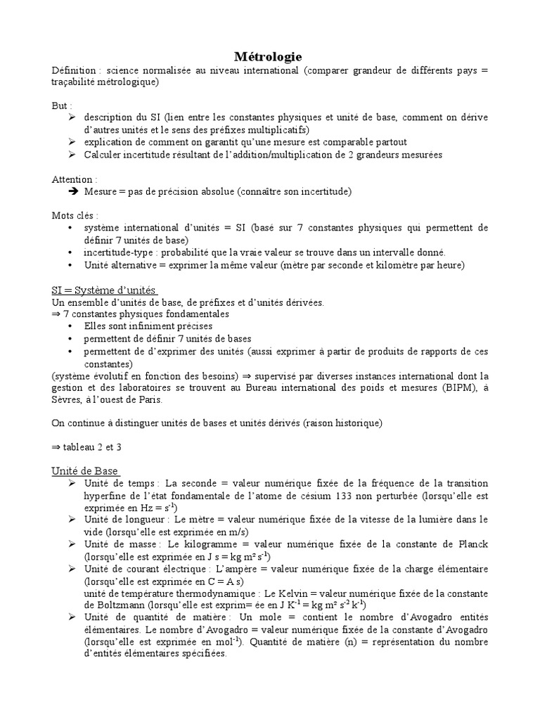Définition et principes de métrologie | PDF | Métrologie | Erreur de mesure