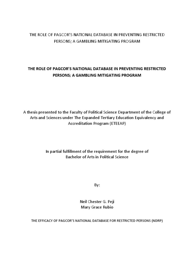 Efficacy of PAGCOR's NDRP in Gambling Regulation | PDF | Justice | Crime & Violence