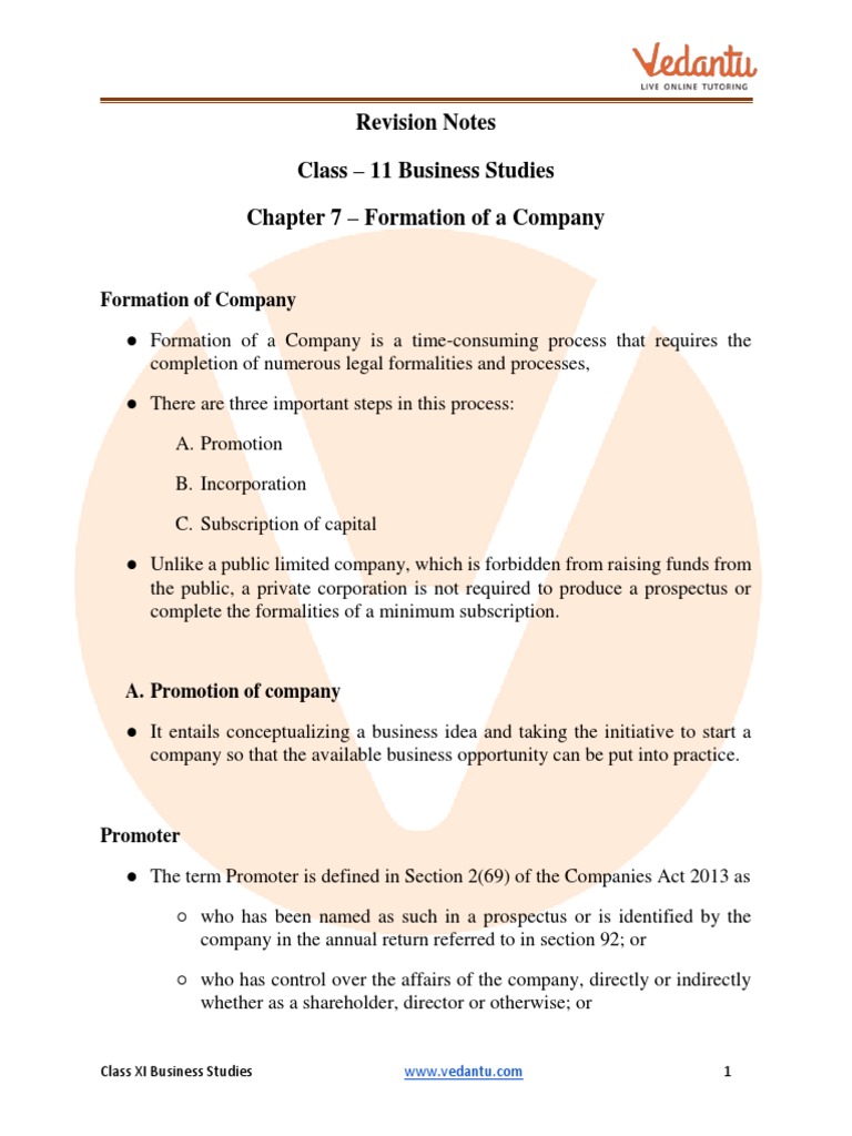 Class 11 Business Studies Chapter 7 - RJ, Evision Notes | PDF