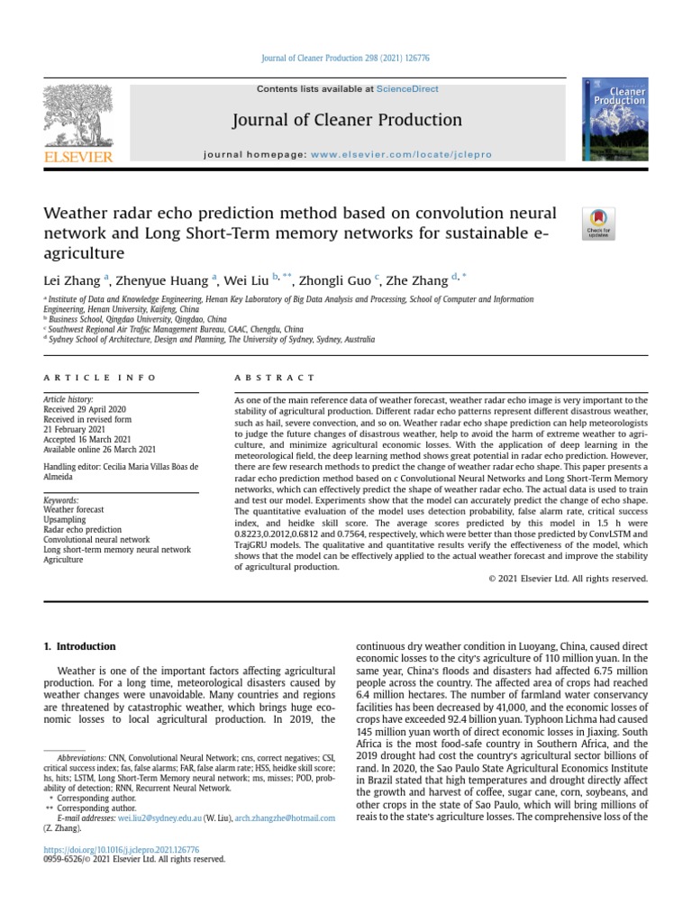 Weather Radar Echo Prediction Method Based On Convolution Neural | PDF | Artificial Neural ...
