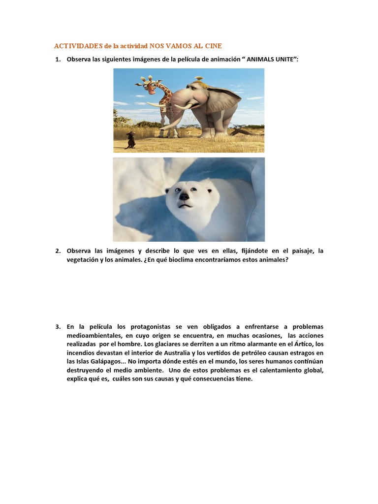 VAMOS AL CINE, Actividades. 21-22 | PDF