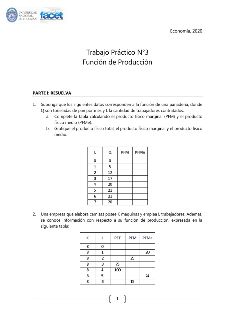 TP 03 Funcion de Produccion | PDF | Precios | Mercado (economía)