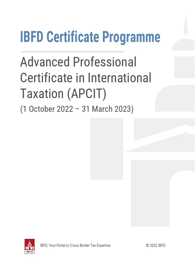 APCIT Programme-Oct2022-Final | PDF | International Taxation | Taxes