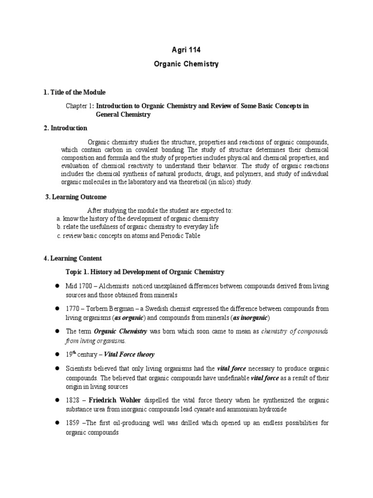 MODULE 1 Introduction To Organic Chemistry and Review Fin2 | PDF | Electron Configuration ...