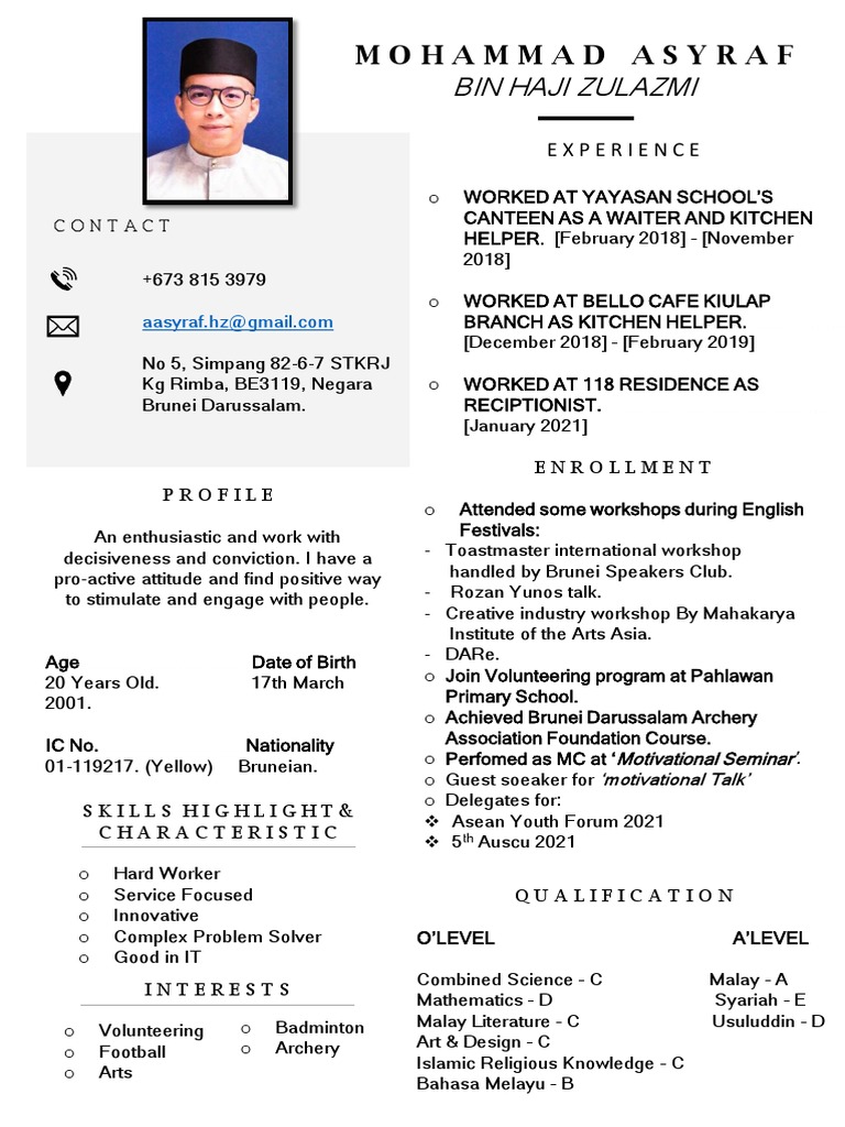Asyraf's CV 2021 | PDF | Brunei | Asia