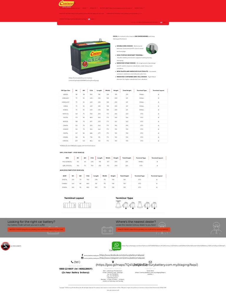 Century Battery NX110-5L (80D26L-MF) | PDF | Electricity | Electrical ...