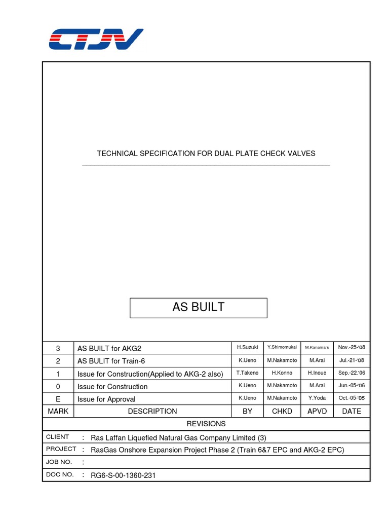 RG6-S-00-1360-231 - 0001 - 3 Technical Specification For Dual Plate Check Valves | PDF | Pipe ...