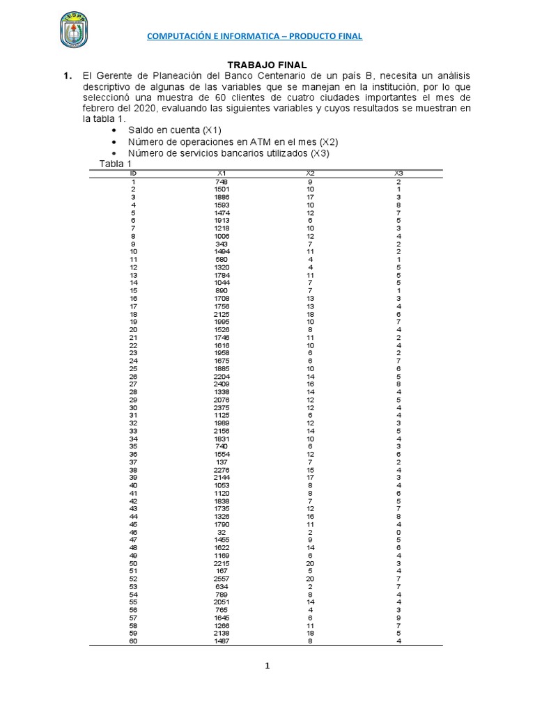 Trabajo Final | PDF | Muestreo (Estadísticas) | Análisis estadístico