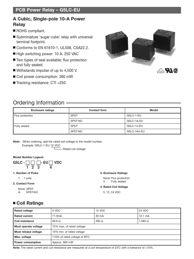 Datasheet | PDF | Relay | Switch